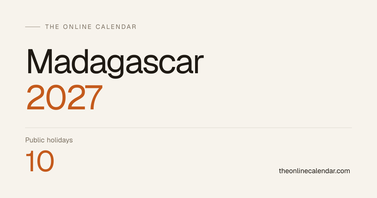 Jours fériés Madagascar 2027 — Liste complète de 10 jours fériés ...